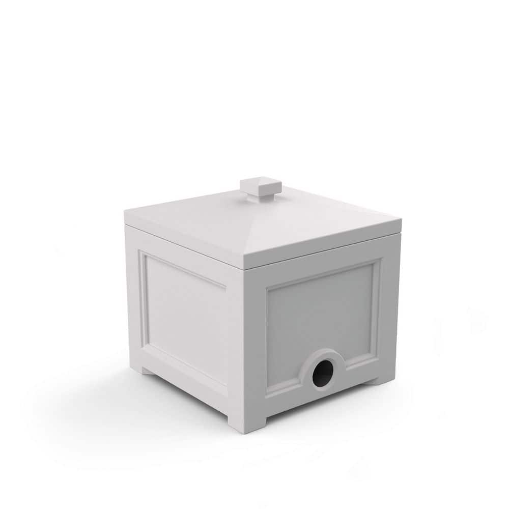 Mayne Fairfield Garden Hose Bin in White 5858-W - The Home Depot