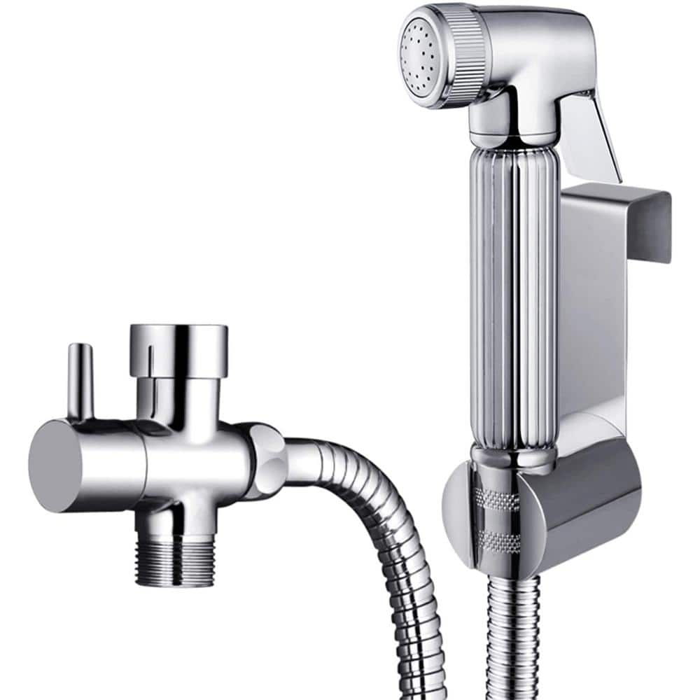 TOOLKISS Stainless Steel Handheld Bidet Sprayer for Toilet in Chrome TH ...