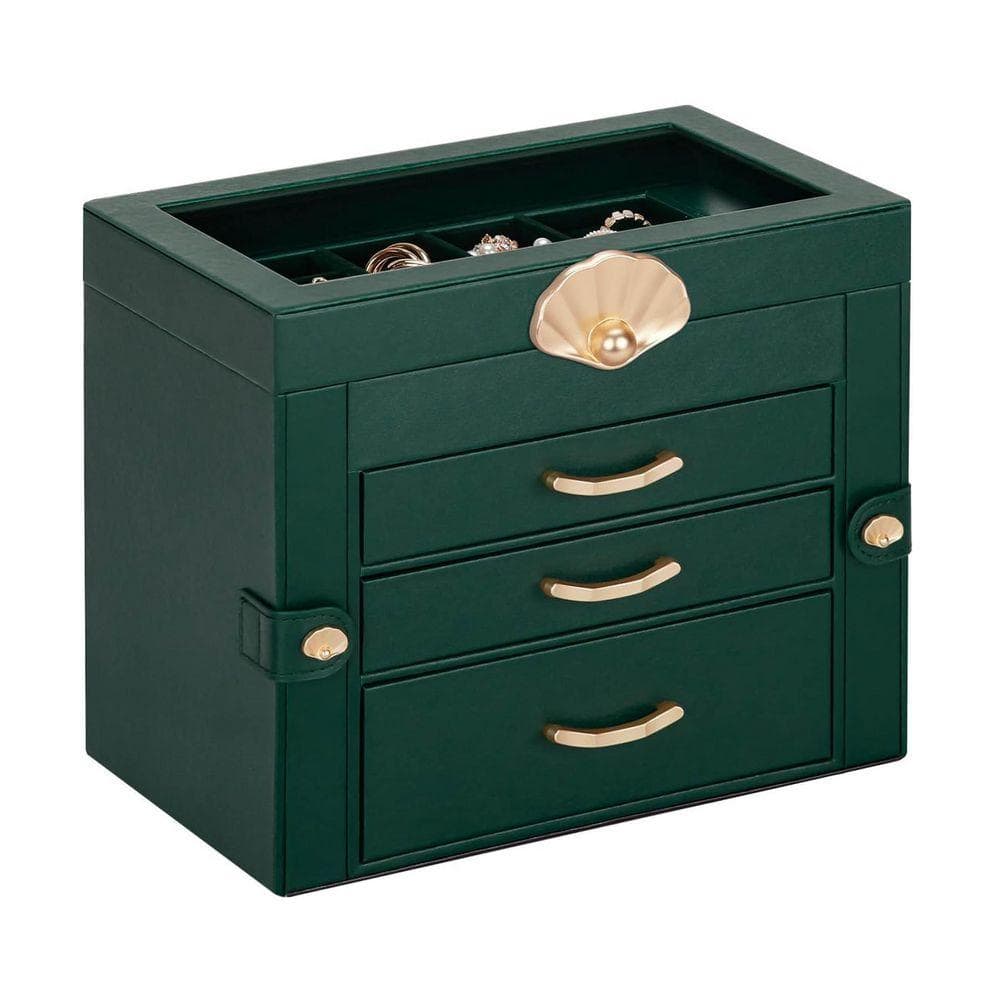 Jewelry Box with 3 Drawers, Forest Green YA089 - The Home Depot