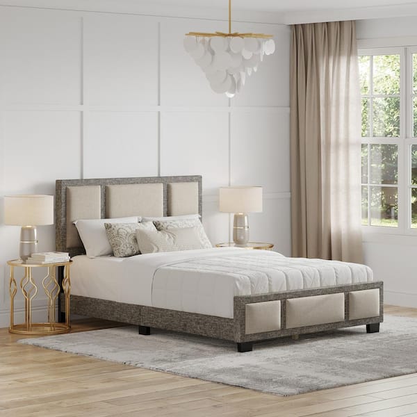 Tan upholstered bed store