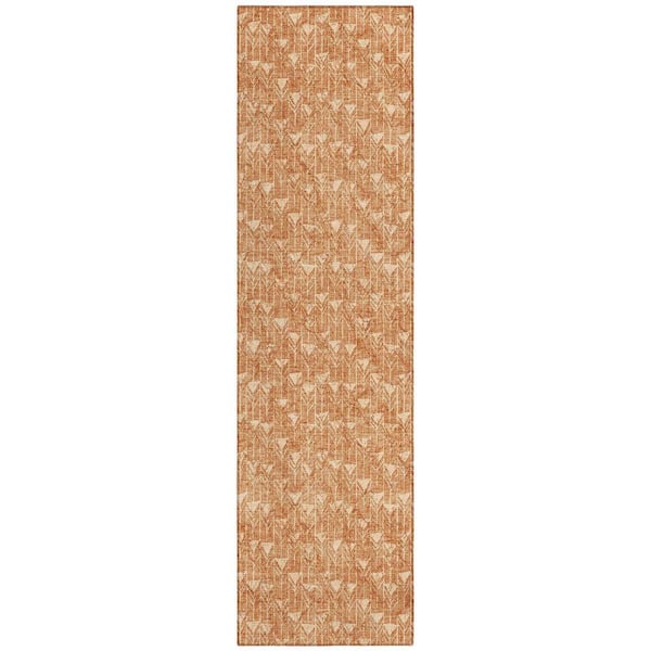 HomeRoots Bronze 2 ft. x 8 ft. Geometric Indoor / Outdoor Area Rug ...