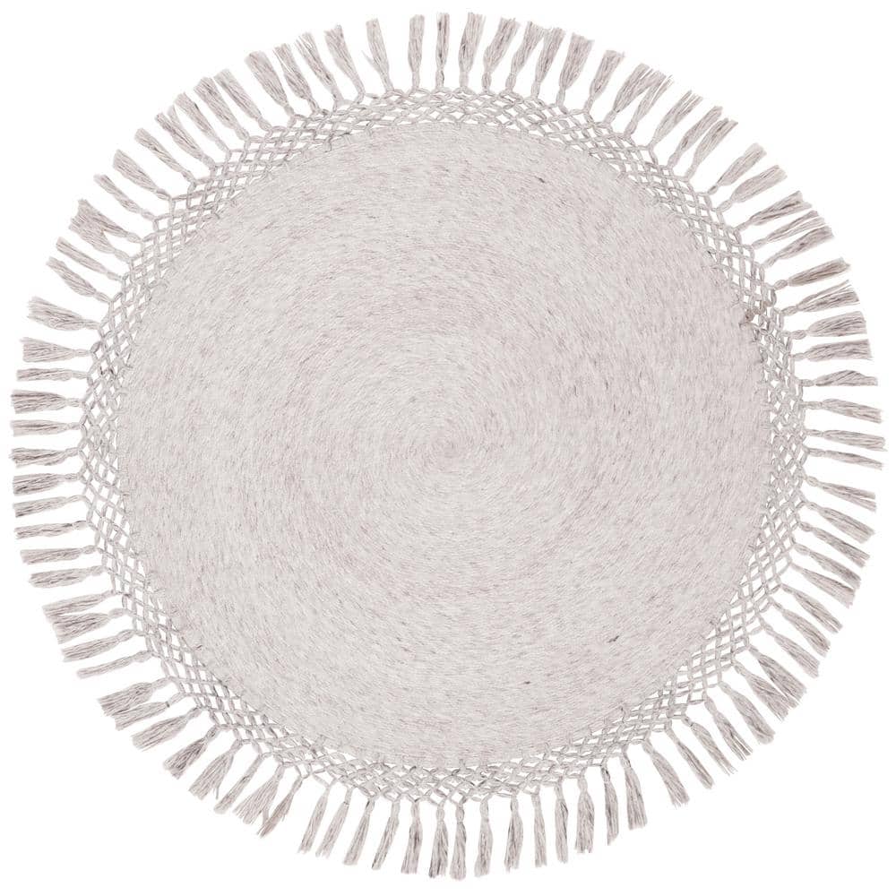 SAFAVIEH Sahara Beige Doormat 3 ft. x 3 ft. Round Solid Area Rug ...