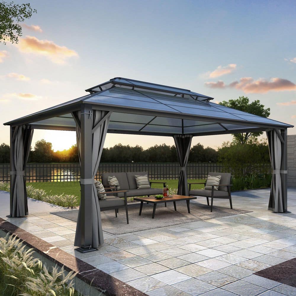 COVERONICS 12 ft. x 16 ft. Patio Hardtop Gazebo Outdoor Double ...