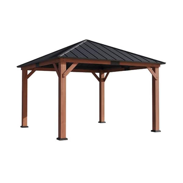COVERED OUTDOOR OUTDOOR LIVING SPACES Ultra Series Wood Gazebo 12 ft. x ...