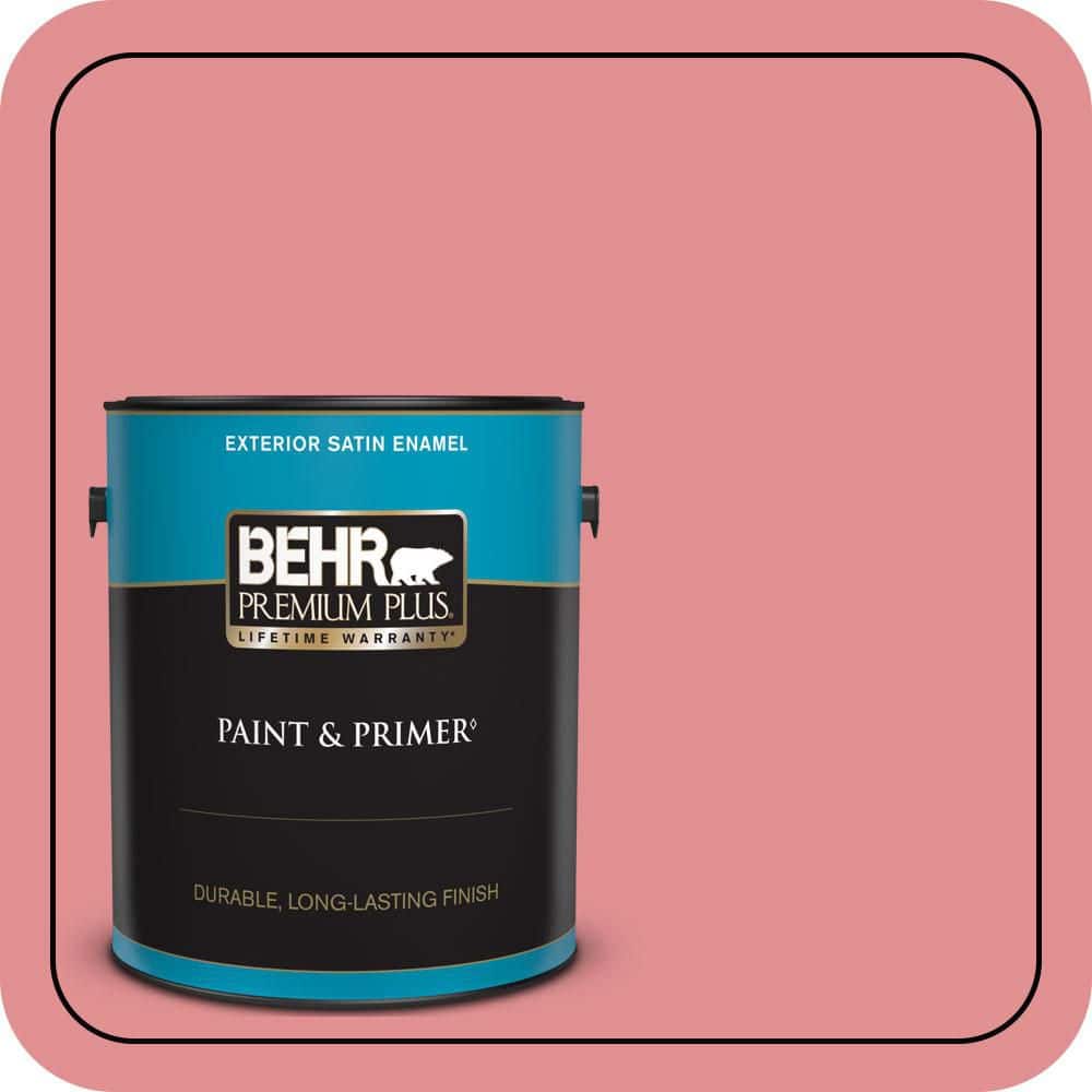 BEHR PREMIUM PLUS 1 gal. #140D-4 Fresh Pink Satin Enamel Exterior Paint ...