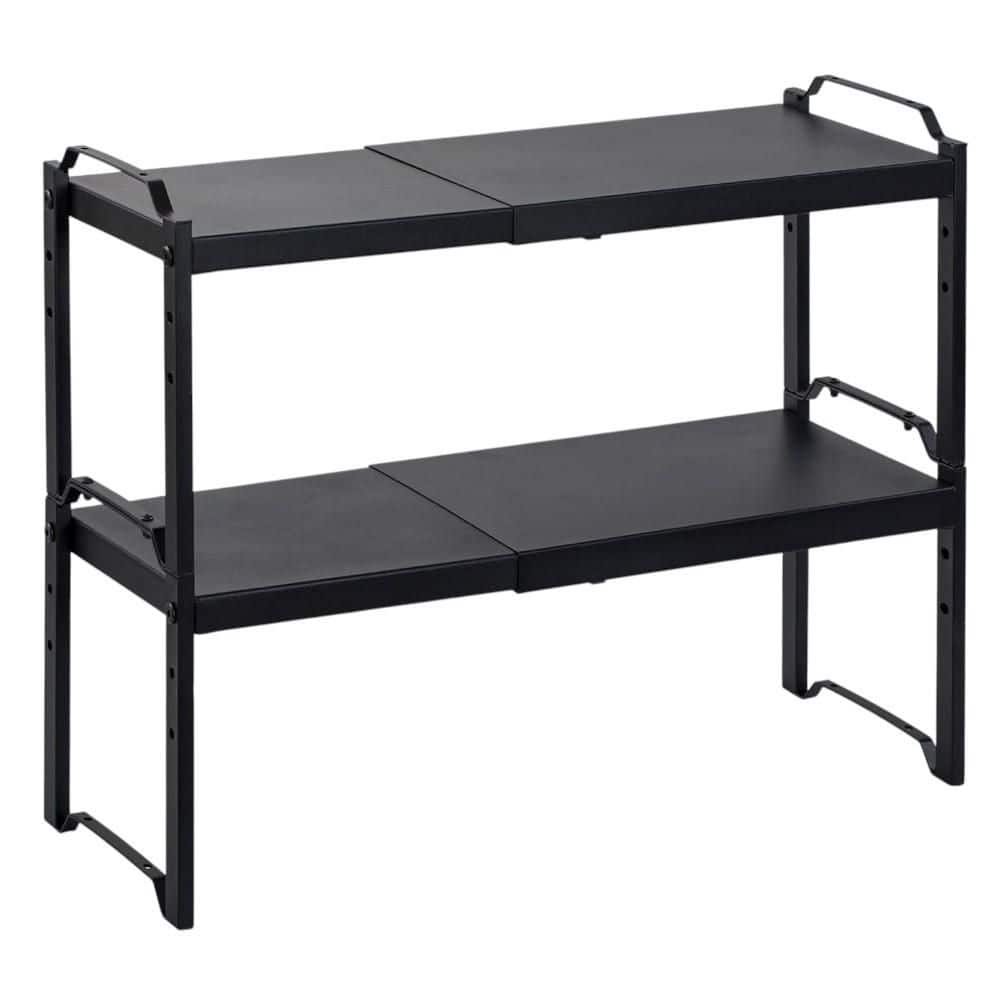 Anqtovp 2-Shelf Black Expandable Adjustable Stackable Kitchen Cabinet ...