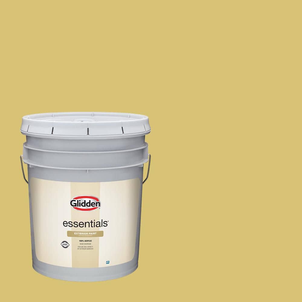 Glidden Essentials 5 gal. PPG1109-4 Citrus Yellow Semi-Gloss Exterior ...