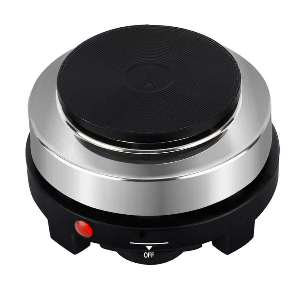 Numhew Single Burner 3.8 in. Silver and Black Small Hot Plate, 500W ...