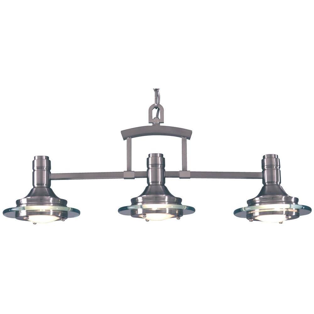 Hampton Bay Disc Collection 3-Light Brushed Nickel Island Pendant Light ...