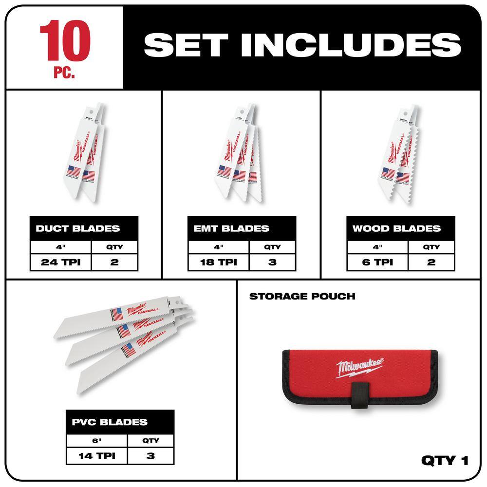 Milwaukee HACKZALL Wood and Metal Cutting Bi-Metal Reciprocating Blades ...