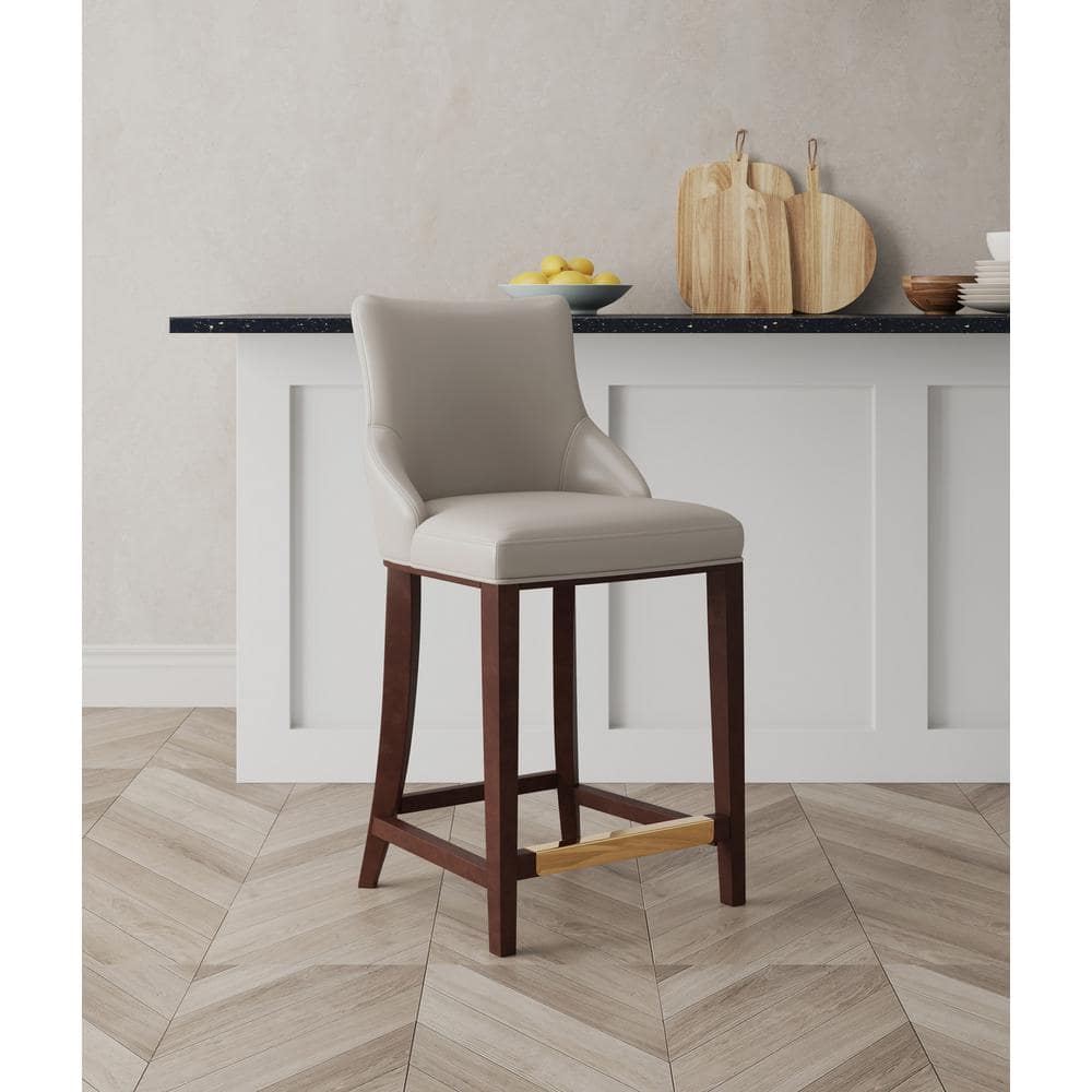 Manhattan Comfort Shubert 25.98 in. Light Grey Beech Wood Counter Stool ...
