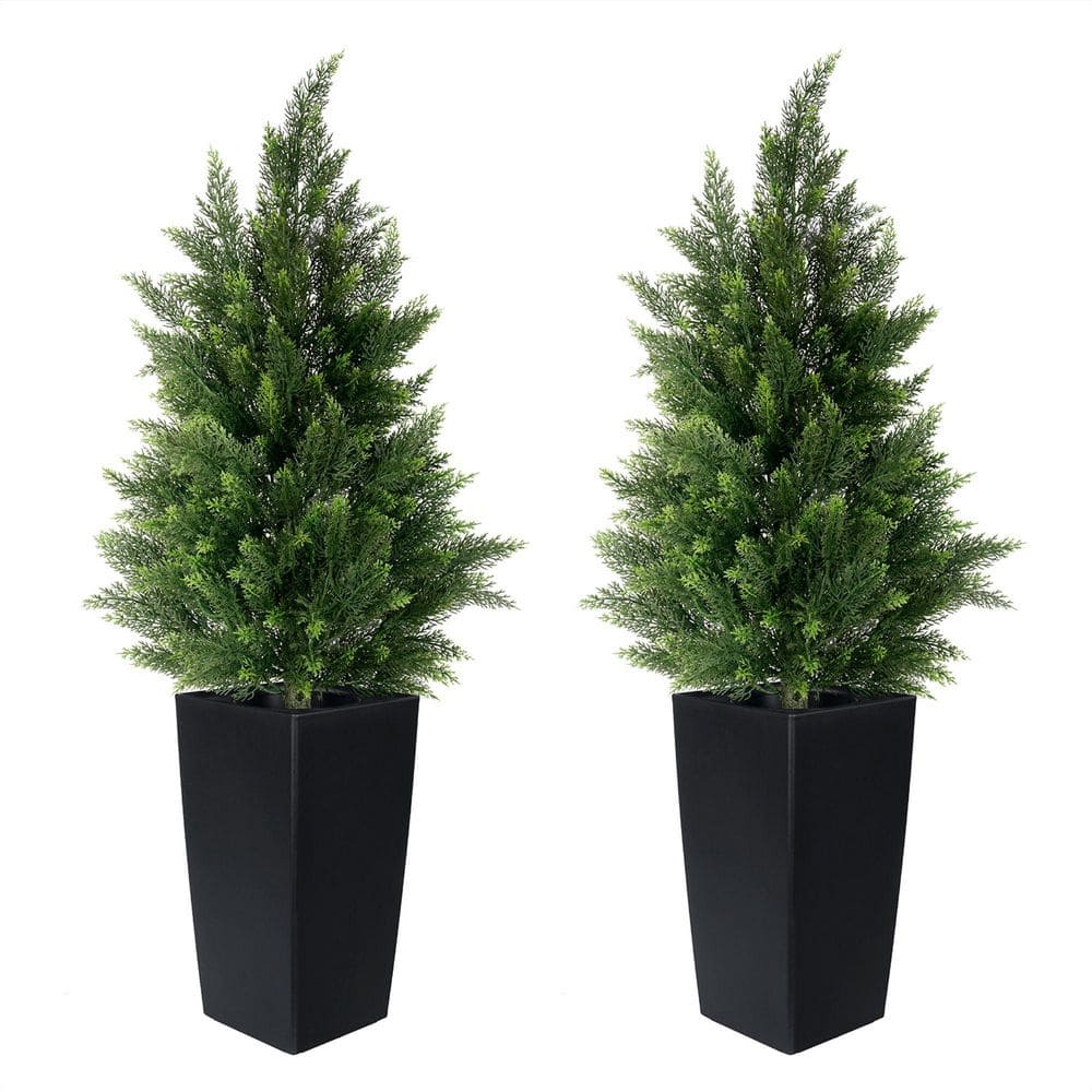 Vitalismo 5 ft. Artificial Cedar Topiary Trees with Black Square ...