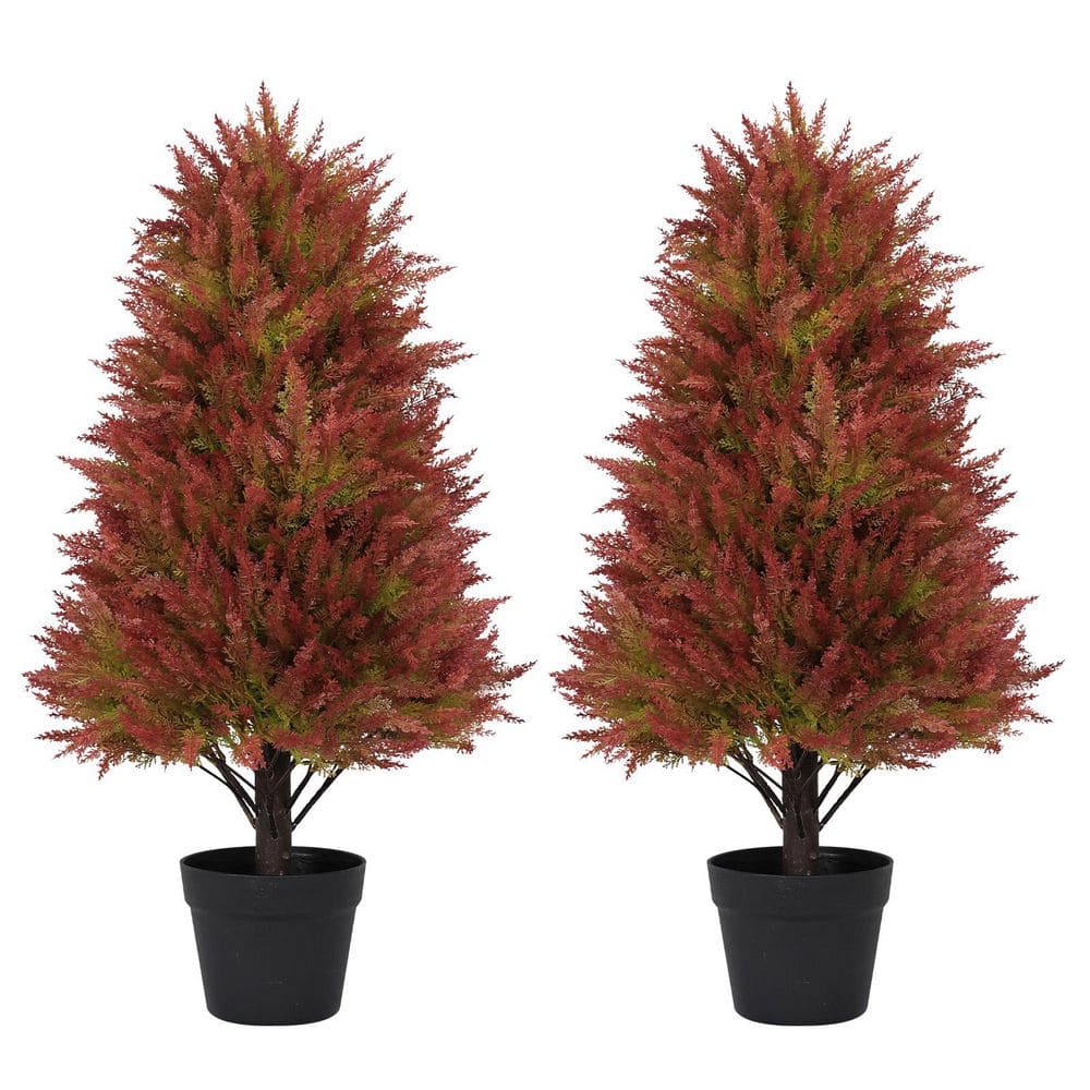 HOYMN 2.5 ft. Artificial Cedar Pine Topiary Tree, UV Resistant Faux ...