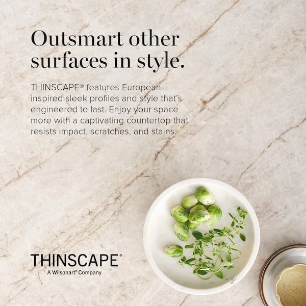 THINSCAPE 8 ft. L x 25 in. D Engineered Composite Countertop in Midday ...