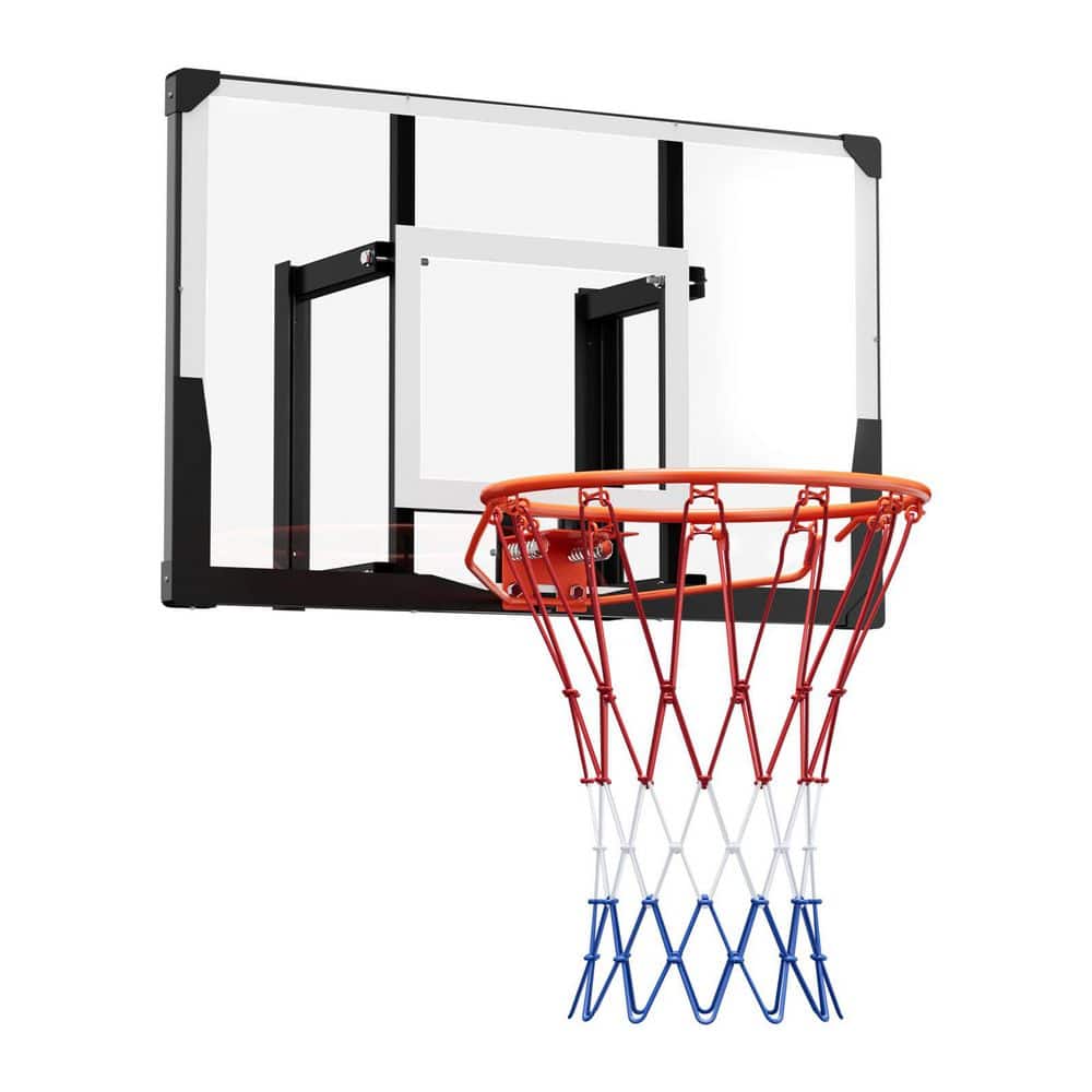 SKYSHALO Wall Mount Basketball Hoop, 44-in. PC Backboard Mounted ...