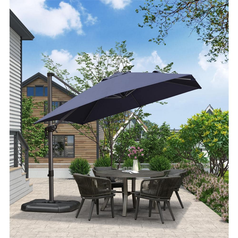 PURPLE LEAF 9 ft. Square Aluminum Outdoor Patio Cantilever Umbrella ...