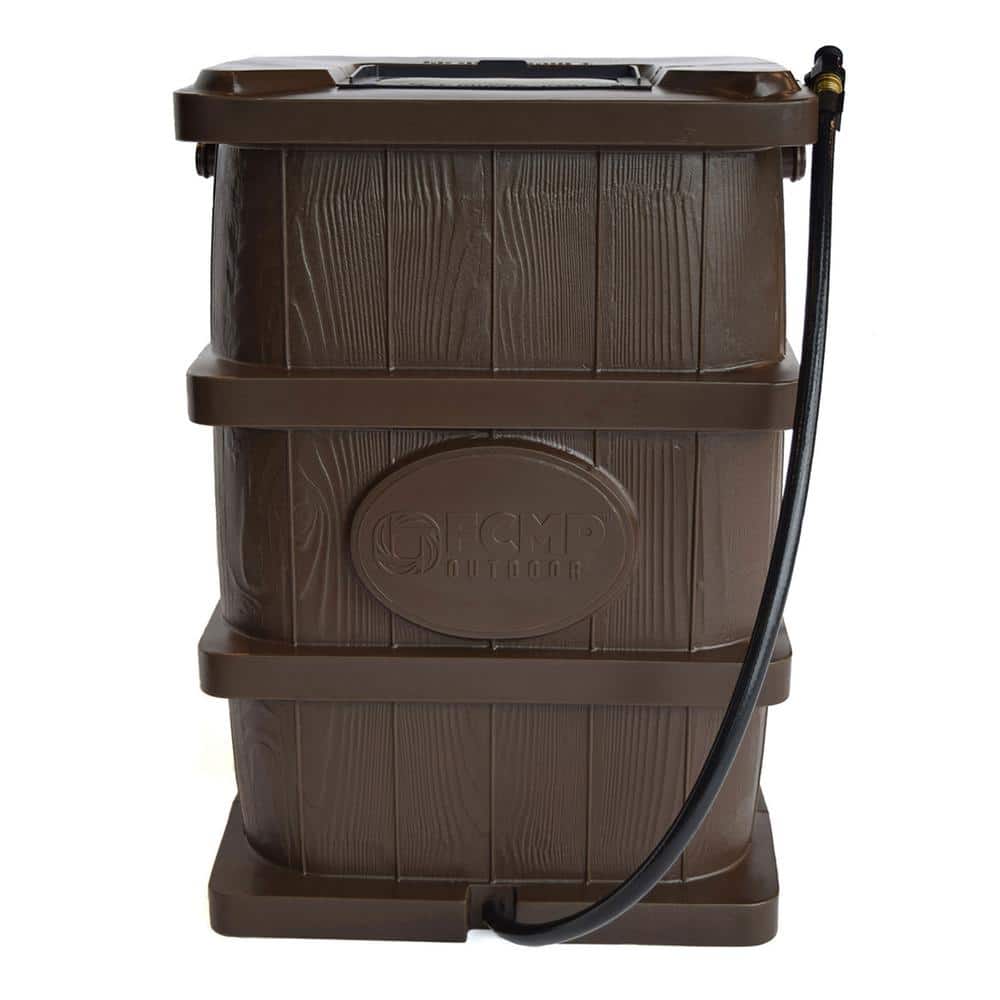FCMP Outdoor 45 Gal. Outdoor Wood Grain Rain Water Catcher Barrel ...