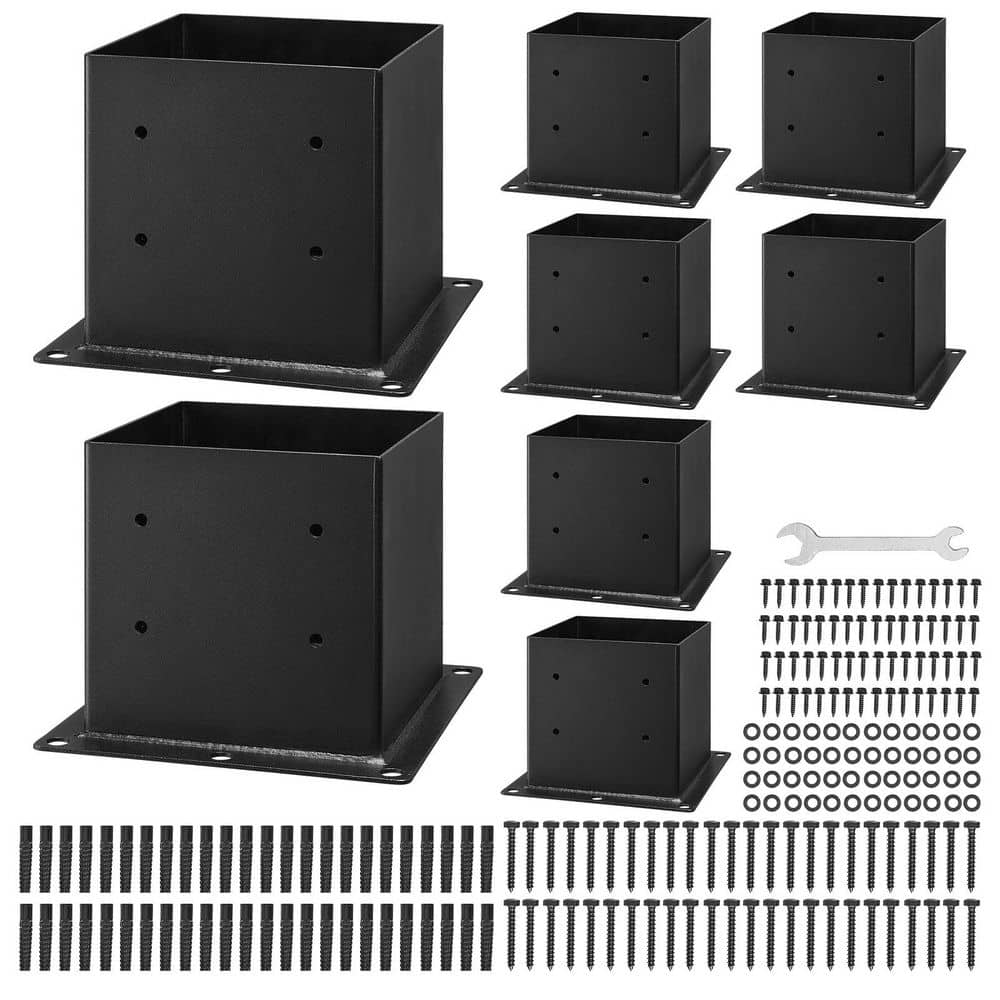 SVOPES Set of 8 4x4 Post Bases, 3.6x3.6in. (92x92 mm) Inner Dim. Black ...