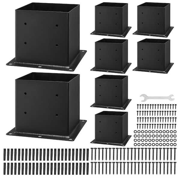 SVOPES Set of 8 4x4 Post Bases, 3.6x3.6in. (92x92 mm) Inner Dim. Black ...