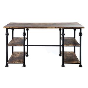 BYBLIGHT 70.8 in. Executive Desk Black and Rustic Brown Computer Desk ...