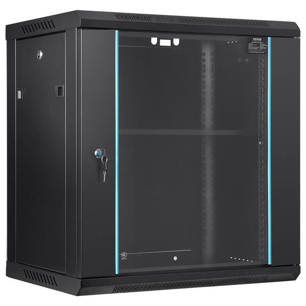 VEVOR 8.9x16.4x12.9in. Black 1 Tier Composite Deep Server Rack Cabinet ...