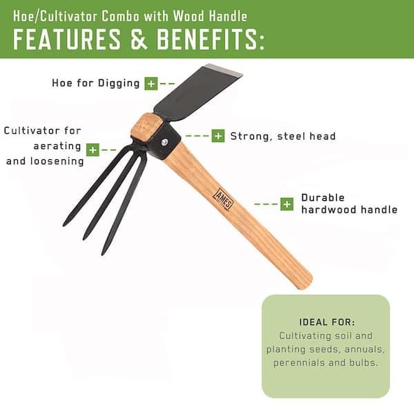 Ames Hoe/Cultivator Combo with Wood Handle 1994800 - The Home Depot