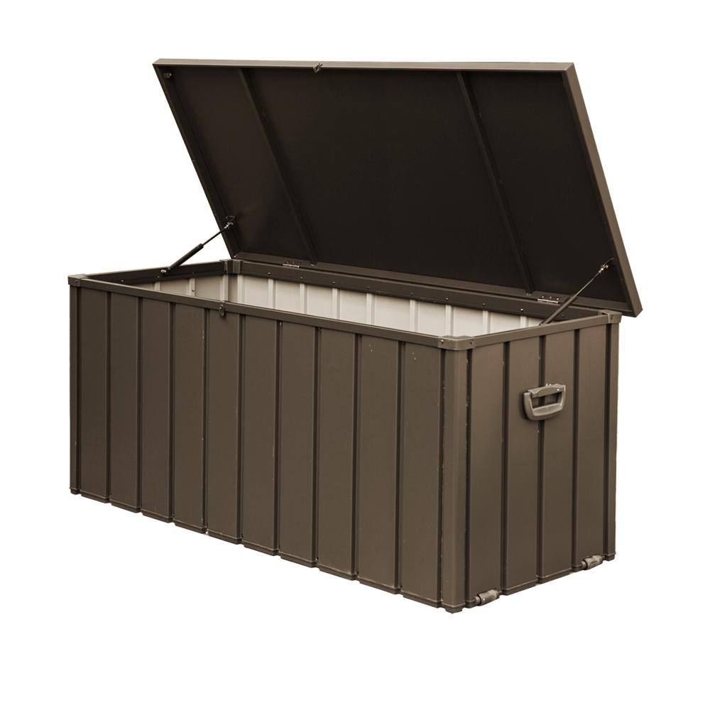 Sudzendf Dark Brown 120 Gal. Outdoor Storage Steel Deck Box, Waterproof ...