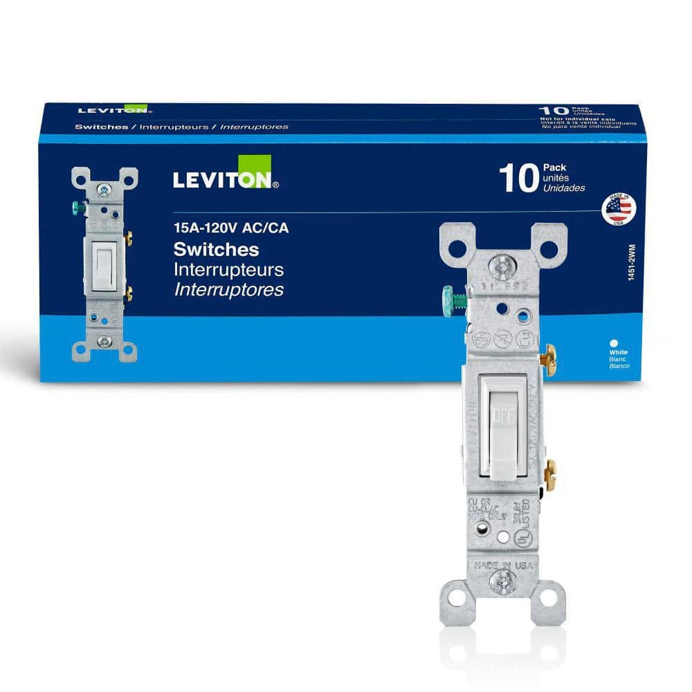 Leviton 15 Amp Single-Pole Switch, White (10-Pack) 1451-2WM M24-01451 ...