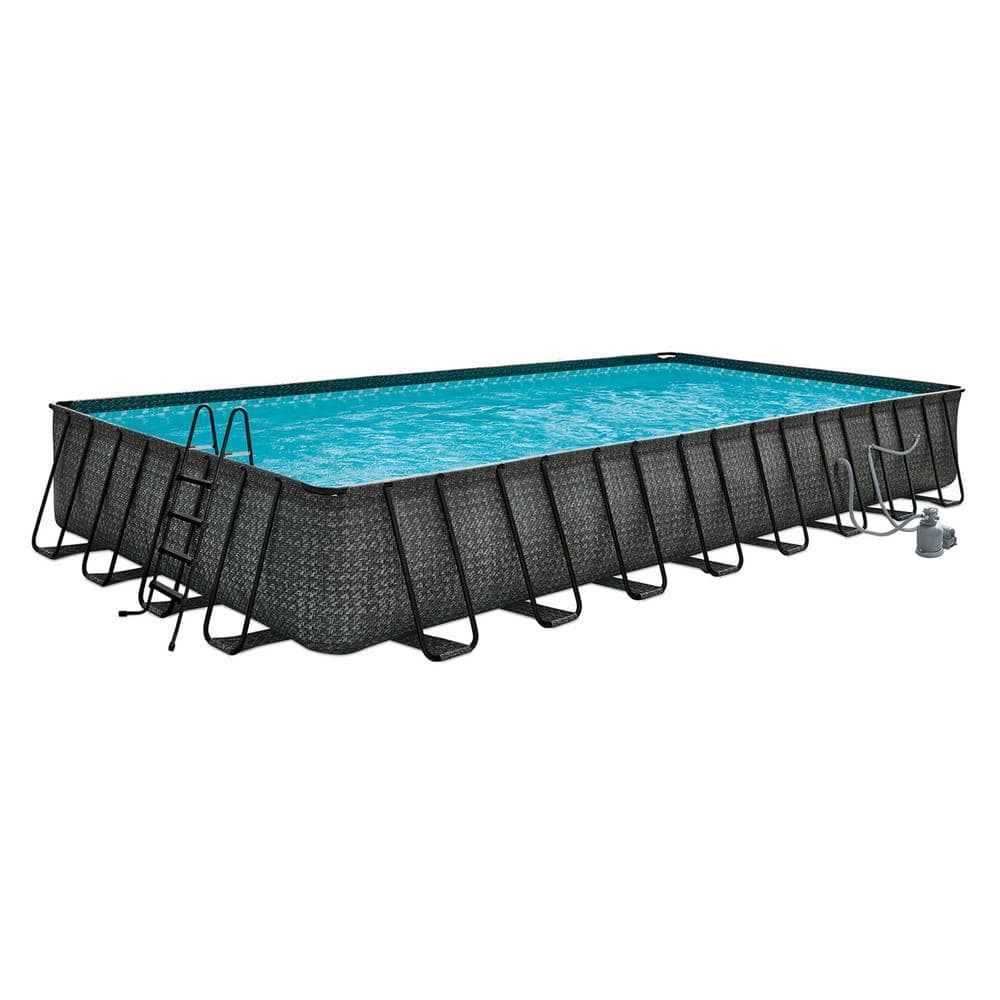 Funsicle 32 ft. x 16 ft. Rectangular 52 in. Deep Metal Frame Above ...