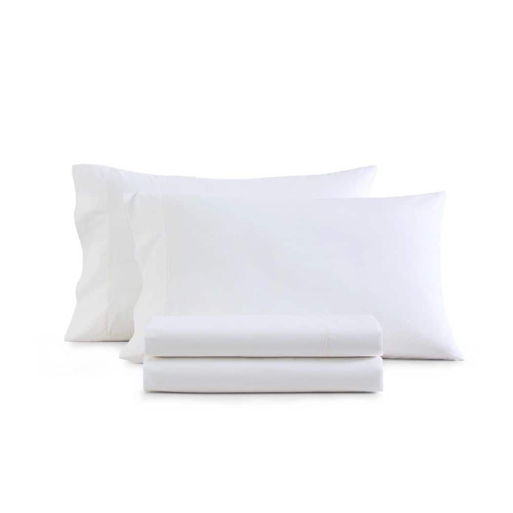 MARTHA STEWART Lilly Pond Leaf 4-Piece Pearl Peach Cotton Percale Queen ...