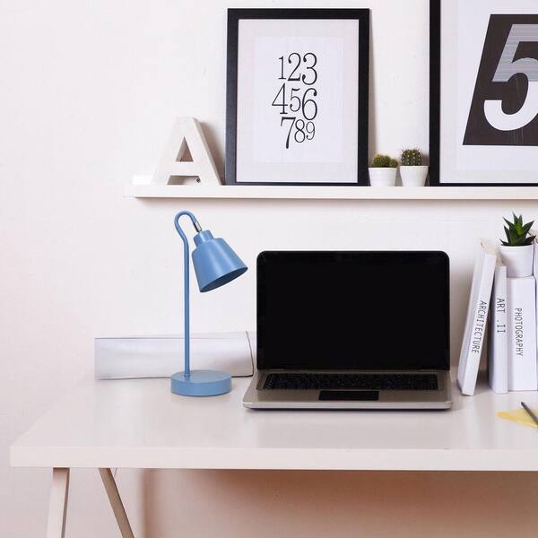 Simple Designs 16 Looped Desk Lamp, Blue Finish with Adjustable Shade ...