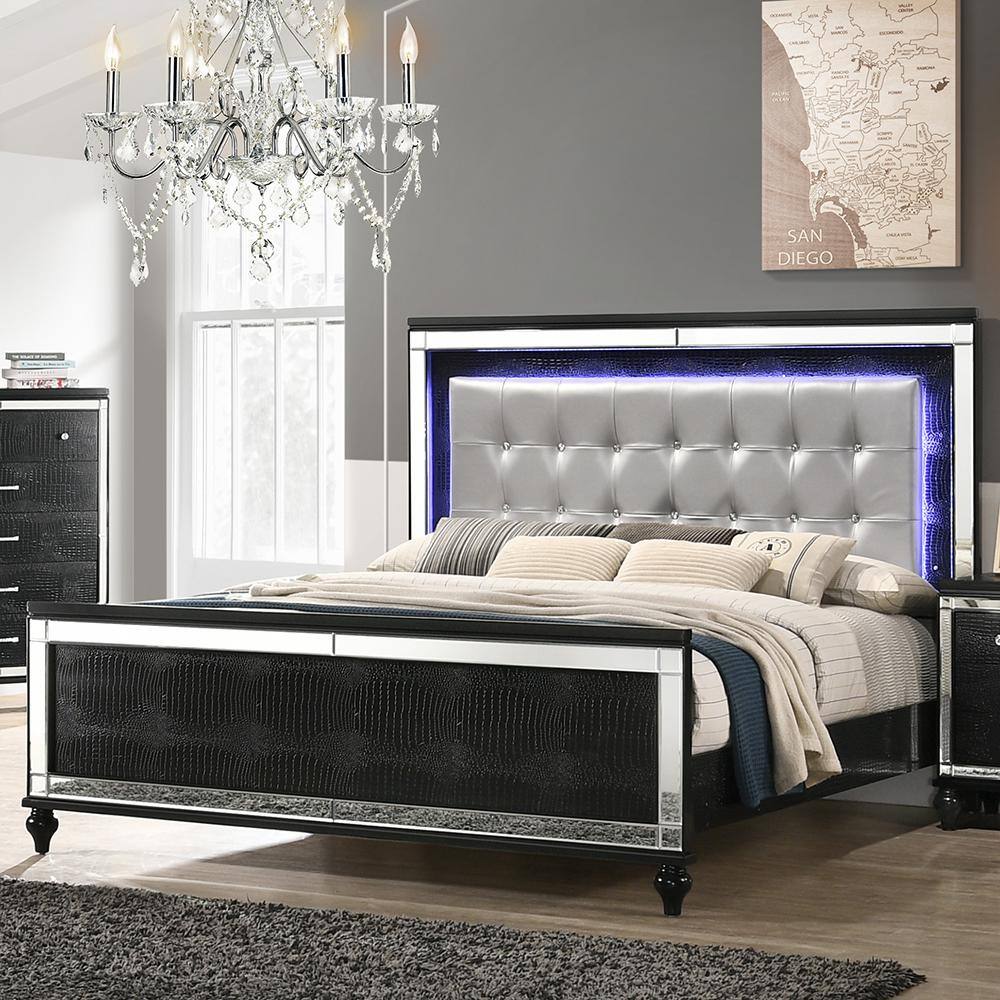 NEW CLASSIC HOME FURNISHINGS Valentino Black King Queen Bed Frame Side Rails BA9698B 330 The Home Depot