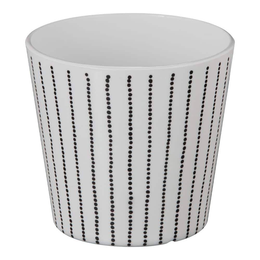 Vigoro Turner Small White and Black Dotted Melamine Planter (5 in. L x ...