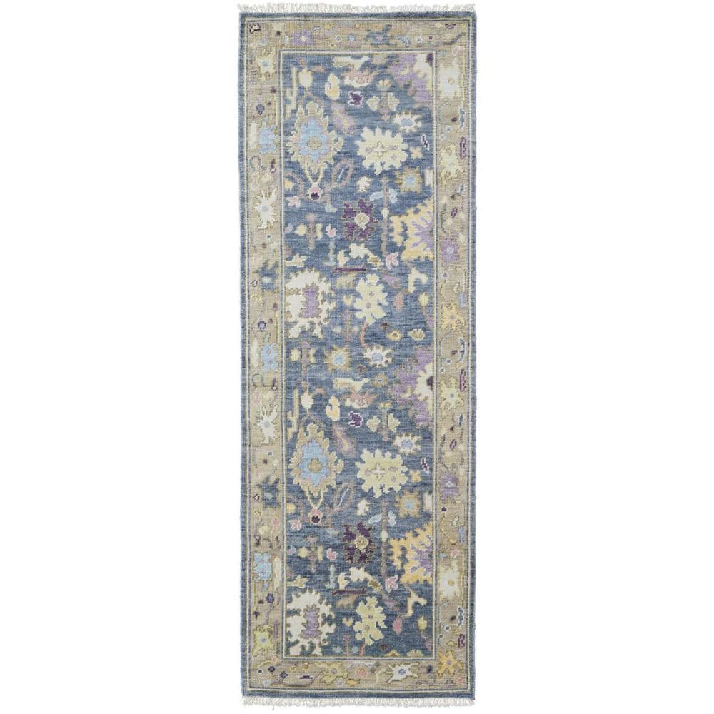 HomeRoots 2 X 8 Gold, Blue, Purple Oriental Runner Rug 2000566245 - The ...