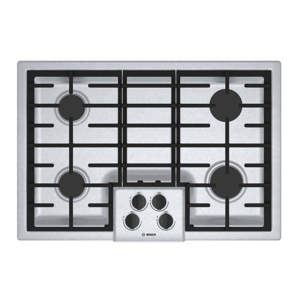 Bosch 500 Series 30 in. Gas Cooktop in Stainless Steel with 4 Burners ...