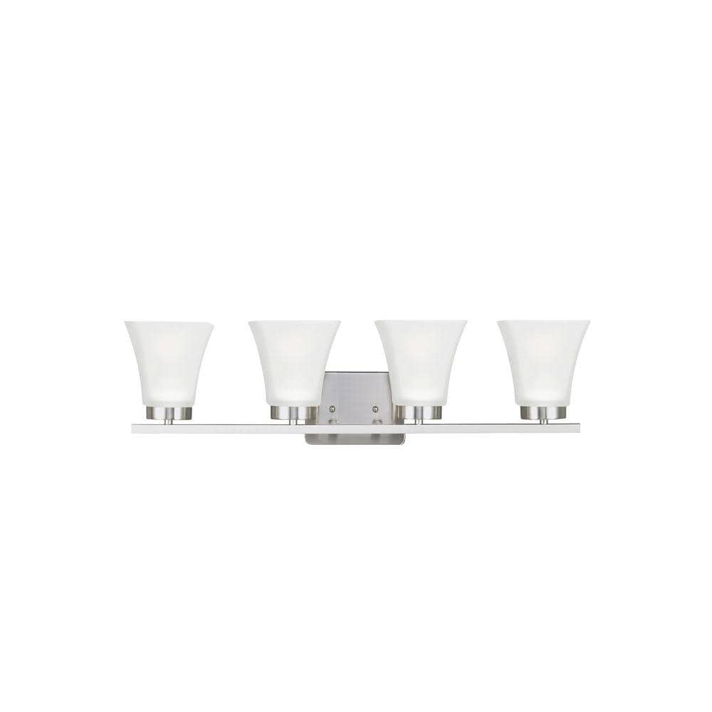 Generation Lighting Bayfield 27.5 in. 4-Light Brushed Nickel Contemporary Wall Bathroom Vanity ...