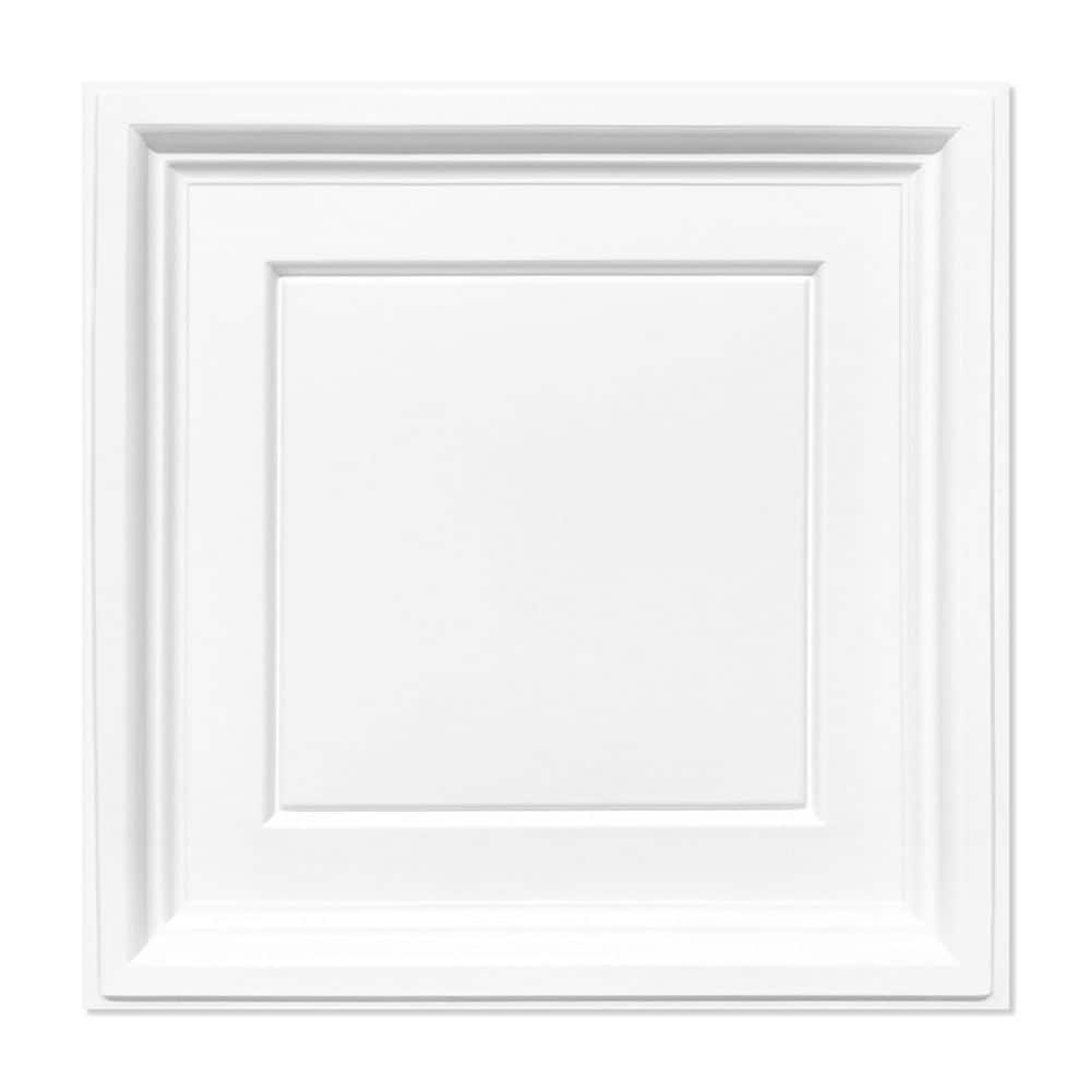 Gigrwiin White 2 ft. x 2 ft. Decorative Textured Ceiling Tile 48 (sq ...