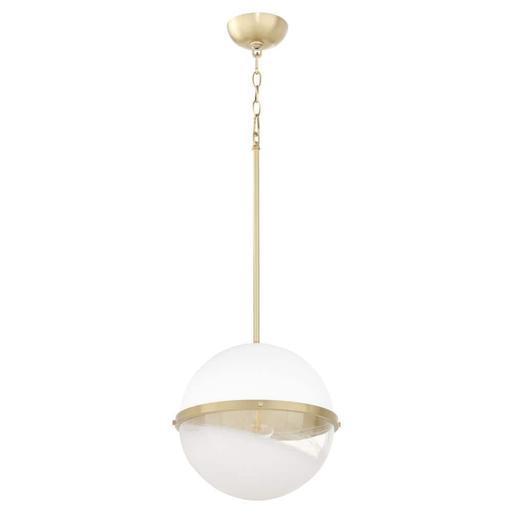 quorum 12 in. 1-Light 60-Watt Pendant Light with Milky Glass Sphere ...