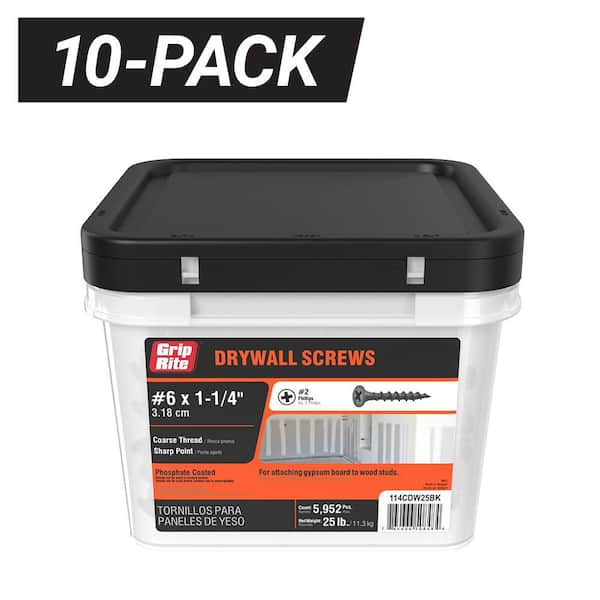 Grip-Rite 10-Pack 6 x 1-1/4 in. 2 Phillips Bugle Head Coarse Thread ...