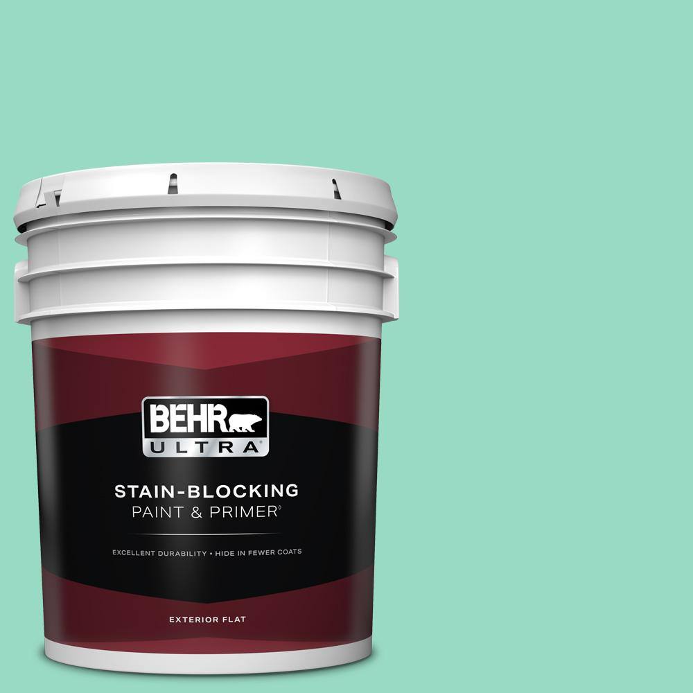 BEHR ULTRA 5 gal. #MQ4-17 Pageant Green Flat Exterior Paint & Primer ...