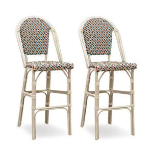 PURPLE LEAF French Stackable Wicker Outdoor Bar Stools Bar Height in ...