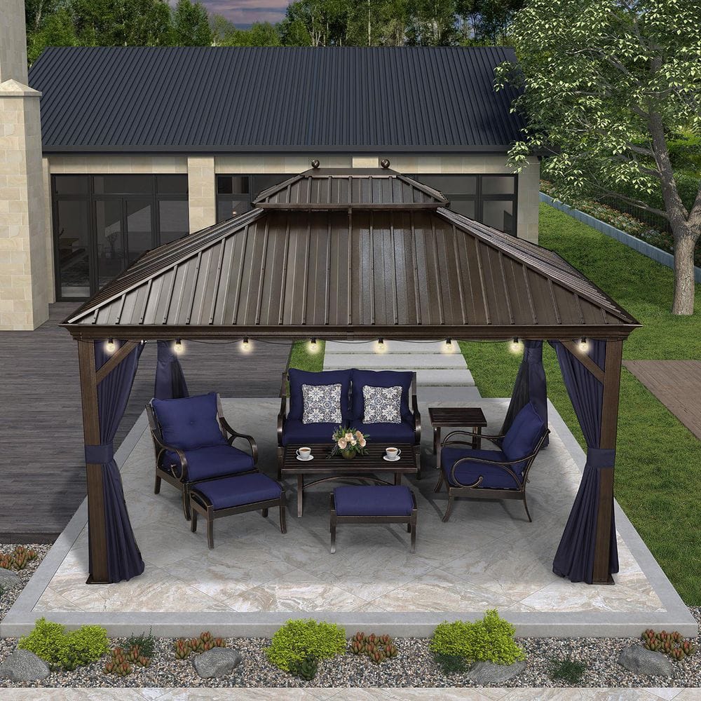 PURPLE LEAF 10 ft.x 13 ft.Bronze Patio Outdoor Gazebo for Backyard ...