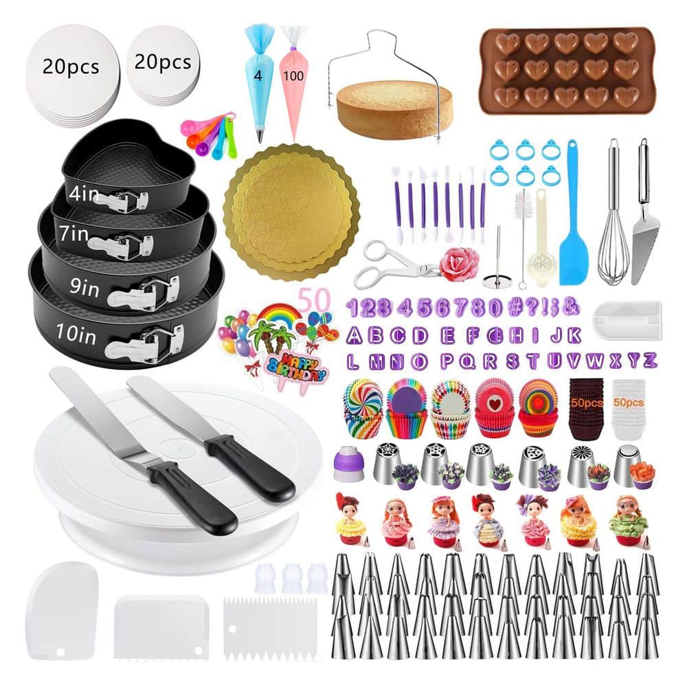 Anqtovp 540-Piece Baking Set with 4 Springform Pans, Cake Decorating ...