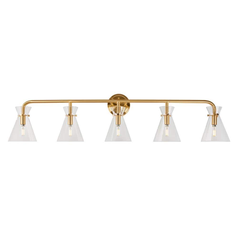 FORTE LIGHTING INC Beaker 5-Light Soft Gold Bath Vanity Light with ...