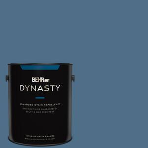 BEHR PREMIUM PLUS 8 oz. #570D-6 Neptune Blue Satin Enamel Interior ...