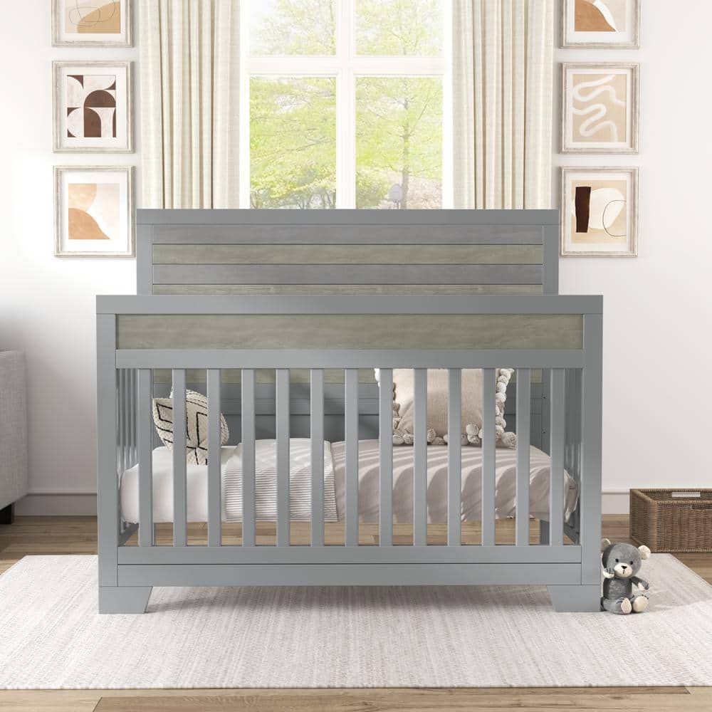 wetiny Gray Solid Wood Crib BS204220AAG-N701 - The Home Depot