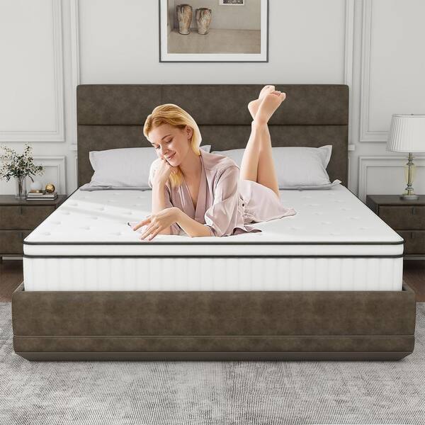Yangming Luxury White King Medium Firm Hybird Memory Foam Mattress 10 in. Mattress in a Box TN MFLG 8IN KG