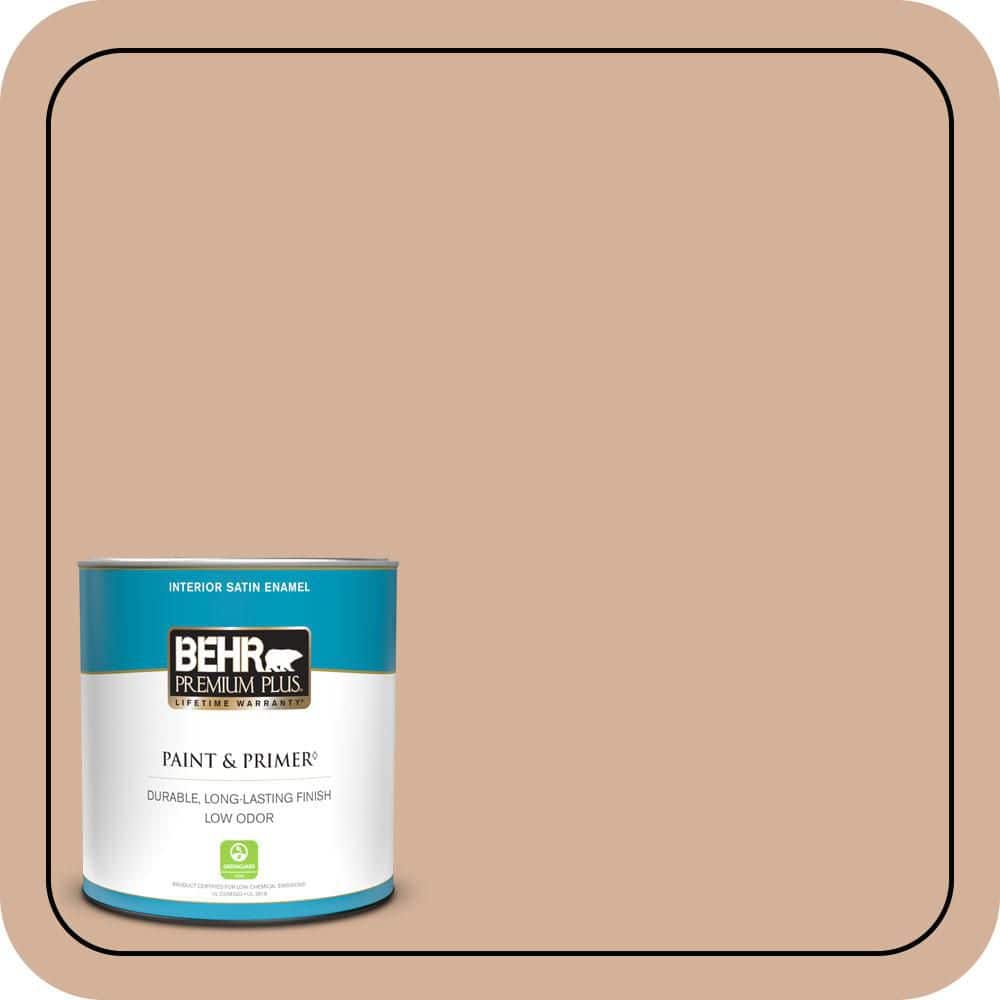 BEHR PREMIUM PLUS 1 qt. #S210-3 Sweet Tea Satin Enamel Low Odor ...