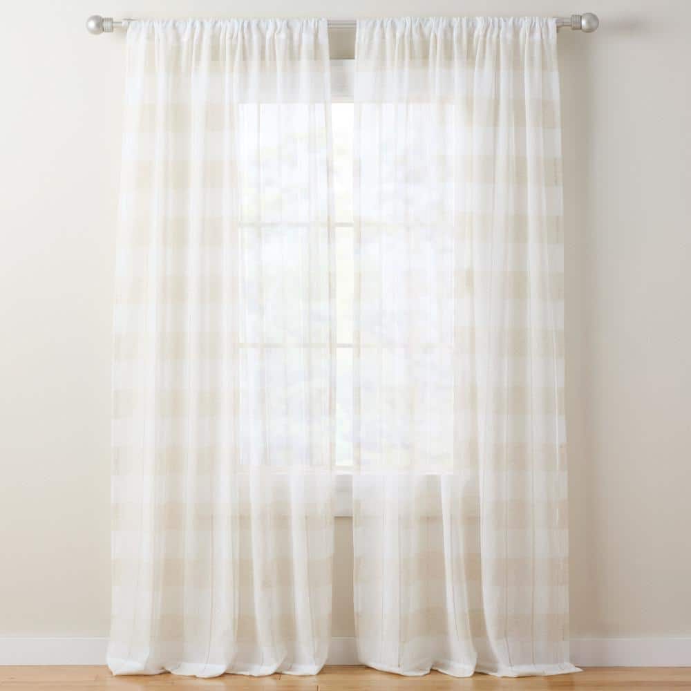TOWN & COUNTRY BASICS Pax Semi-Sheer Stripe Linen/White 50 in. x 96 in ...
