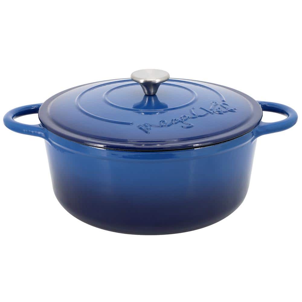 MegaChef 6.35 Qt. Round Enameled Cast Iron Dutch Oven with Self Basting ...